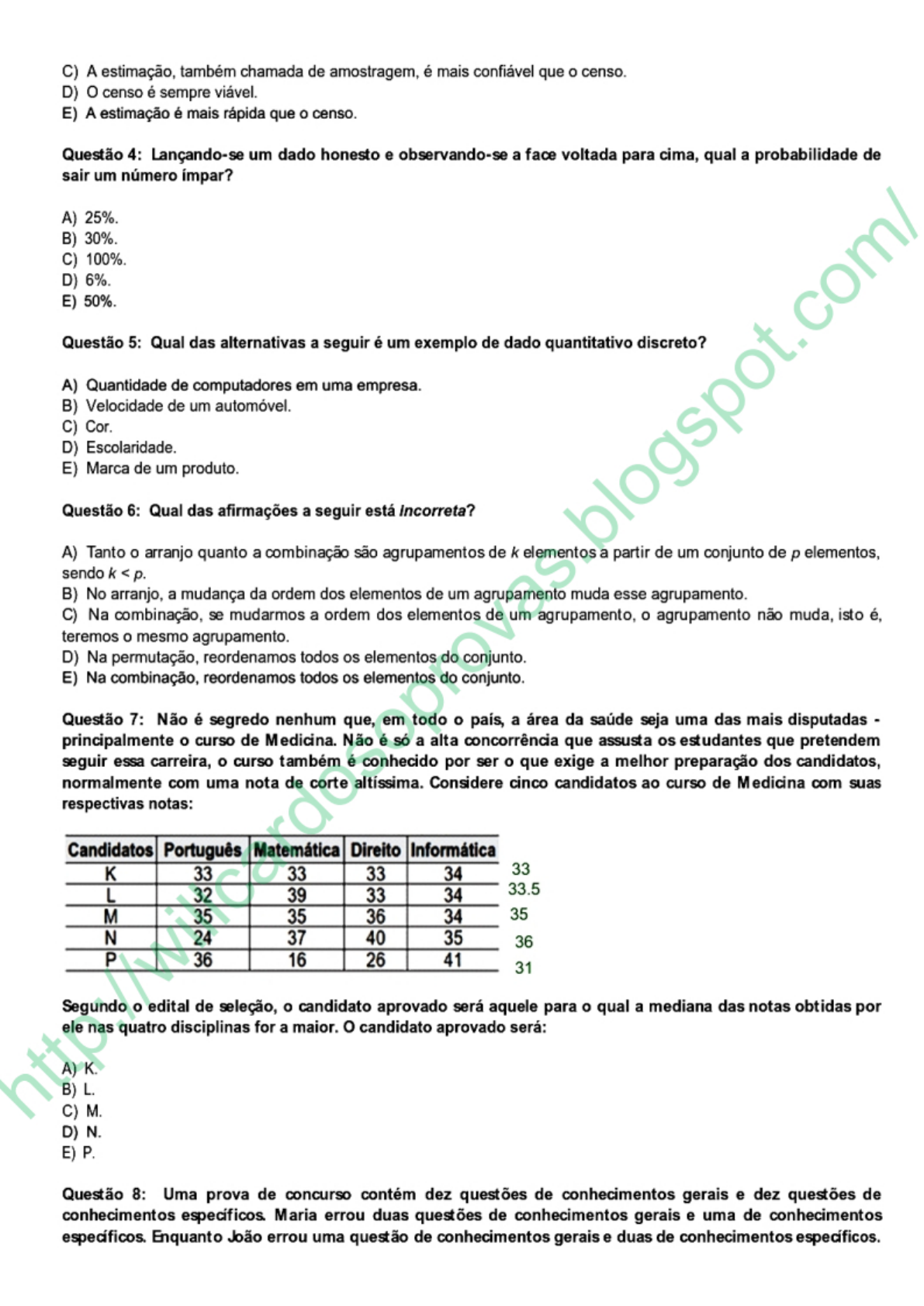 estatistica prova 3 - Estatística Aplicada