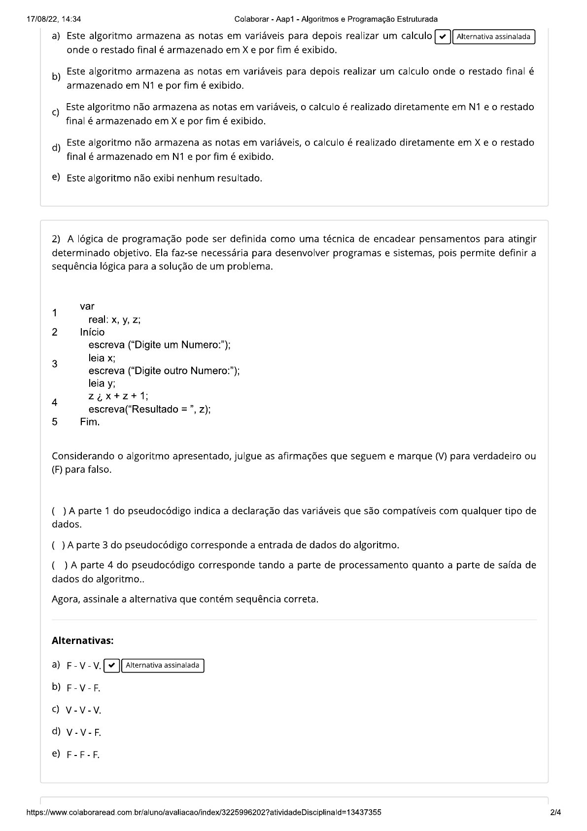 Aap1 Algoritmos E Programação Estruturada Algoritmos E Programação