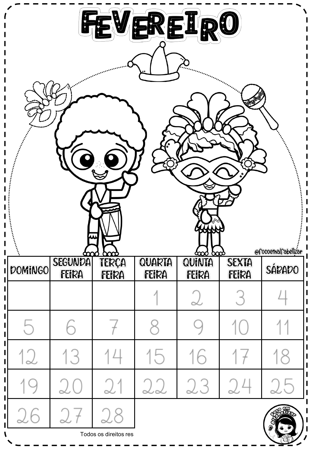 Calendario De Outubro Para Colorir