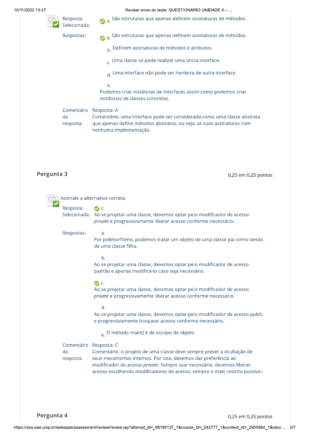 TÓPICOS ESPECIAIS DE PROGRAMAÇÃO ORIENTADA A OBJETOS QUESTIONARIO 2 ...