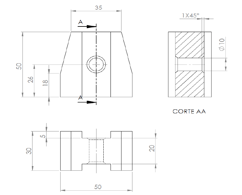 vistas em corte - Desenho Técnico I