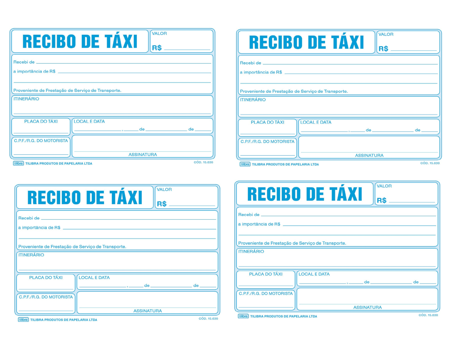 recibo de táxi - Concurso Motorista