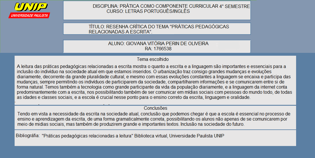 BANNER PCC 4 SEMESTRE LETRAS UNIP - Letras
