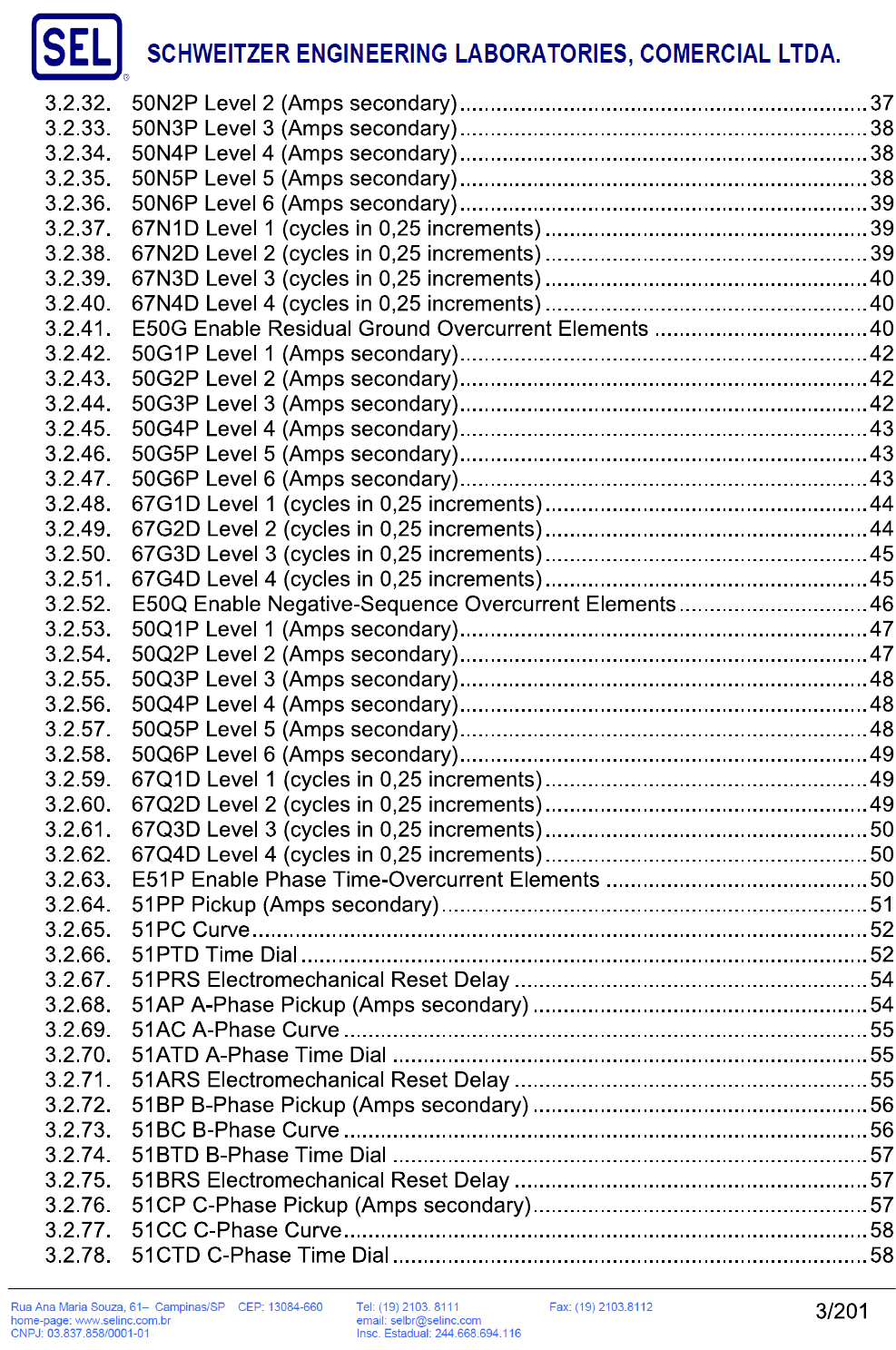 ROTEIRO DE AJUSTES SEL-351 - Proteção