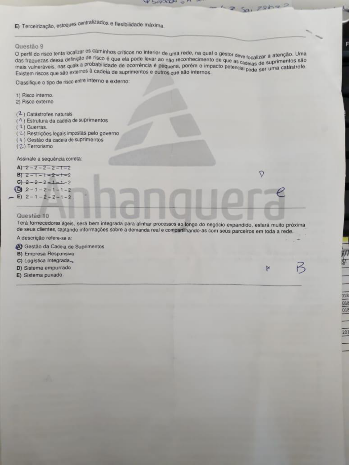 Prova Logistica Empresarial Versão 965054 de 02.04.2018 - Logística ... Prova Logistica Empresarial Versão 965054 de 02.04.2018 - Logística ...