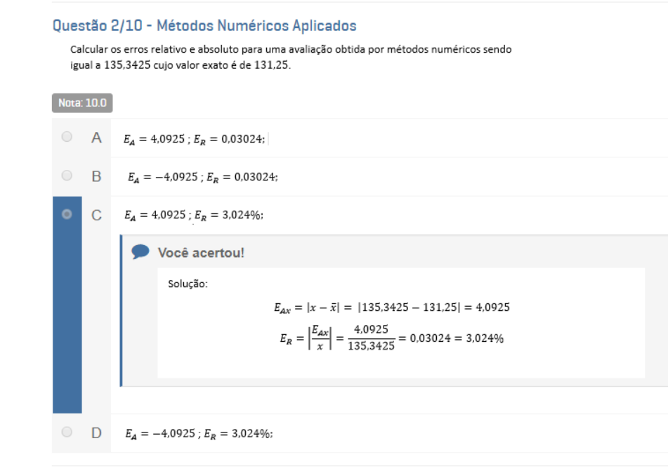ATIVIDADE PRÁTICA METÓDOS NUMÉRICOS APLICADOS - Métodos Numéricos Aplicados
