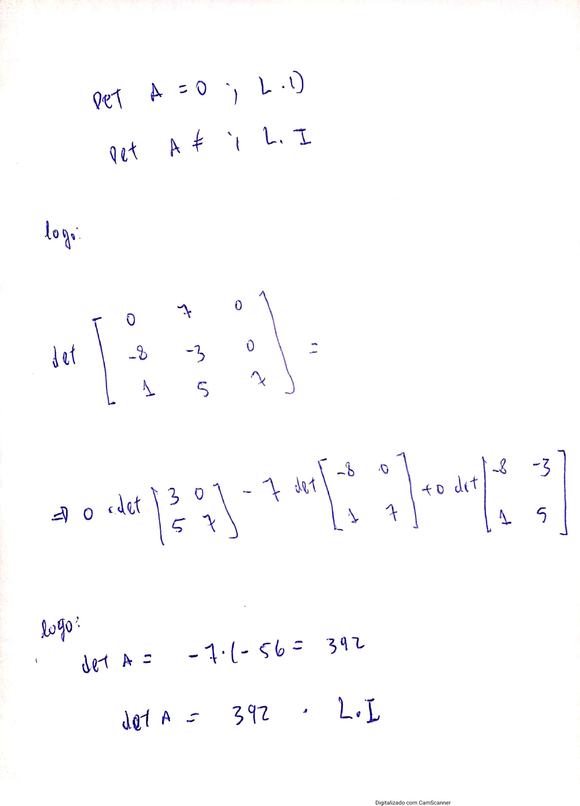Li ou LD - Álgebra Linear I