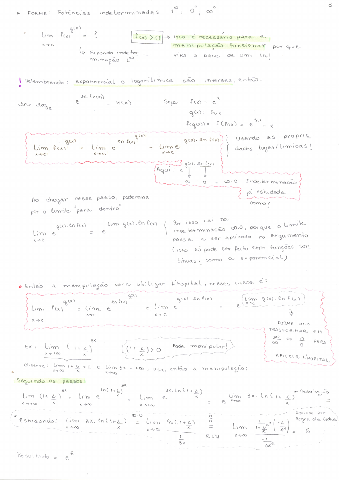 Resumo | Regra de L'Hopital Condições para aplicação da regra e passo a ...