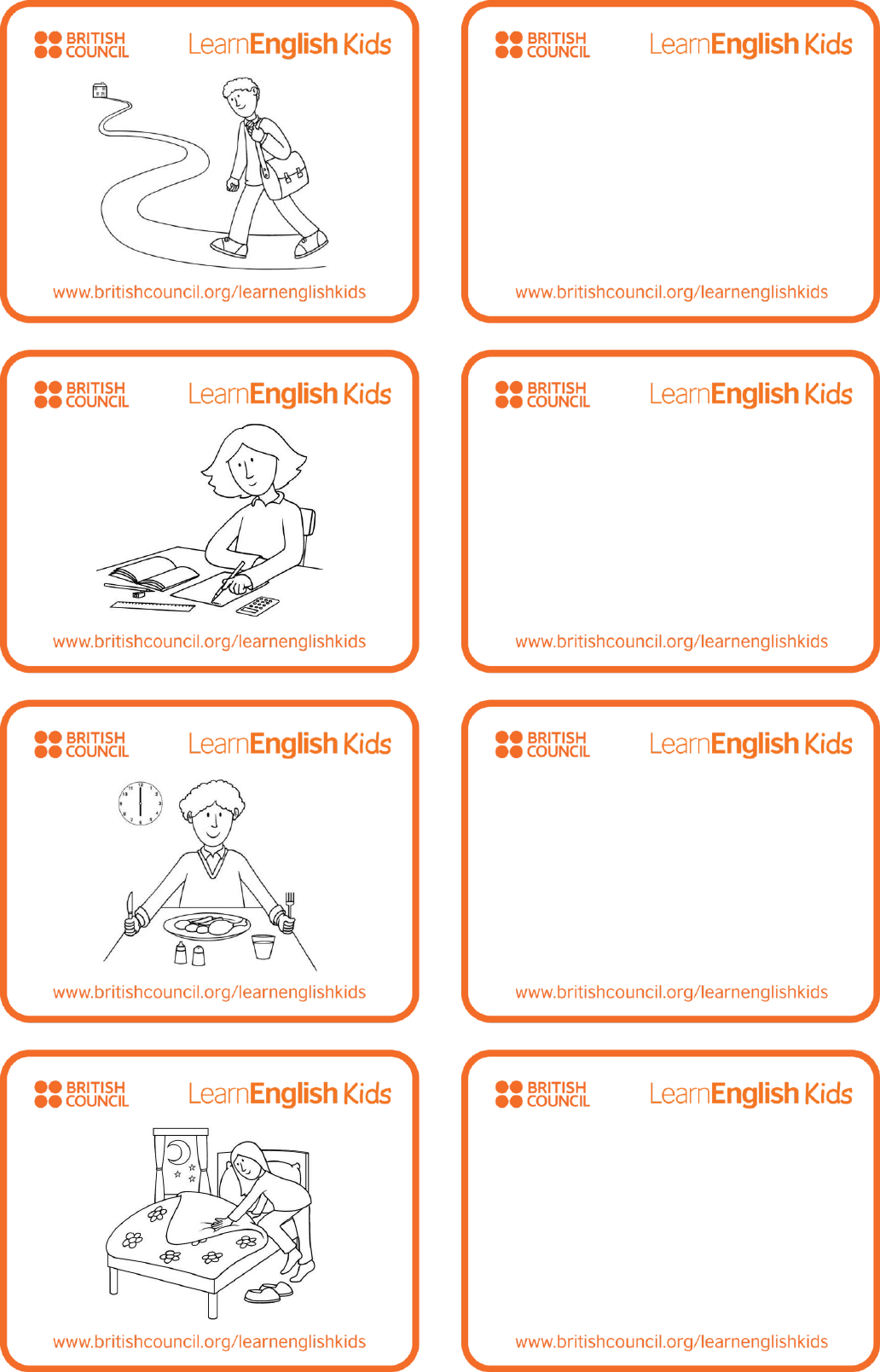 DAILY ROUTINES FLASHCARDS TO COLOUR - ACTIVITY - Inglês Básico