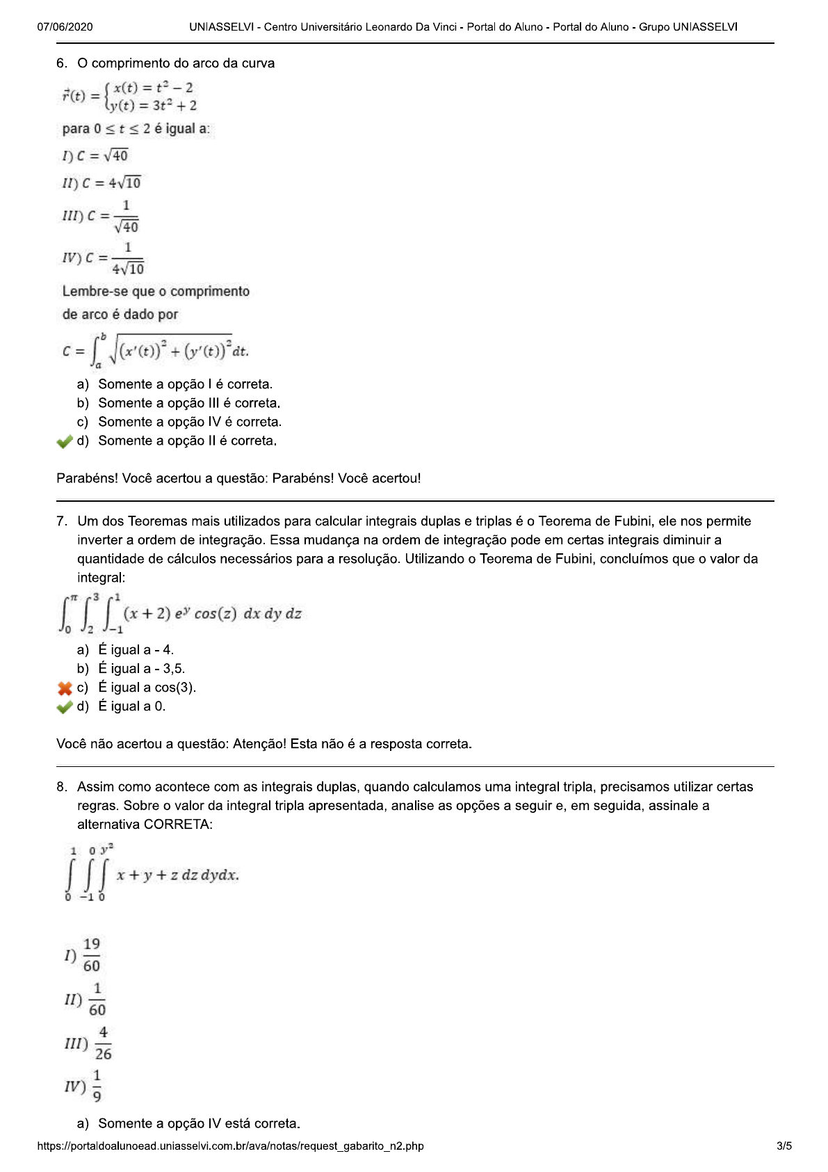 Prova Final Objetiva Cálculo Diferencial E Integral Iii Cálculo Iii