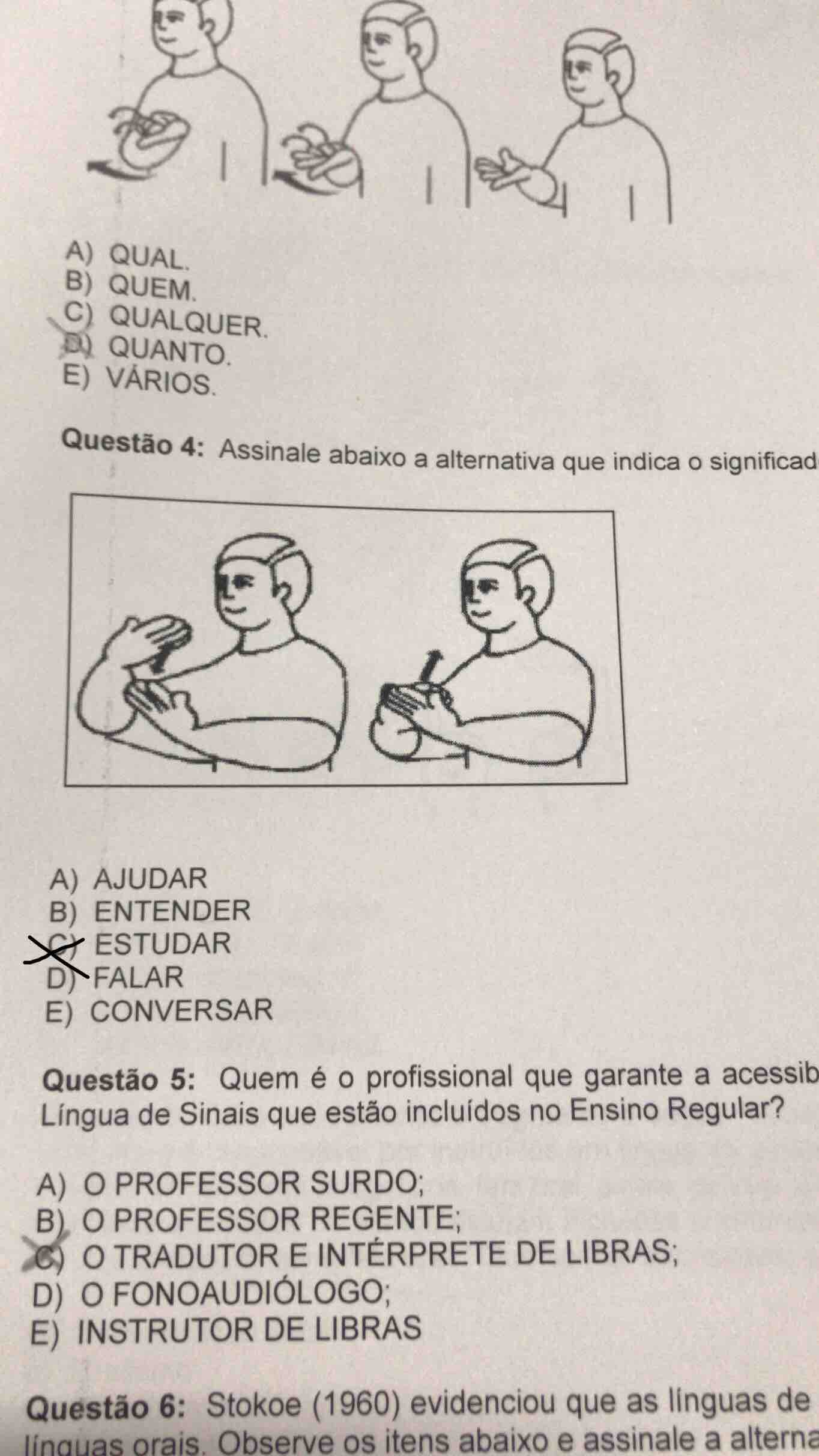prova libras - Língua Brasileira de Sinais (LIBRAS)