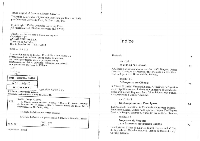 A Ciência como Atividade Humana George F. Kneller - Ciências