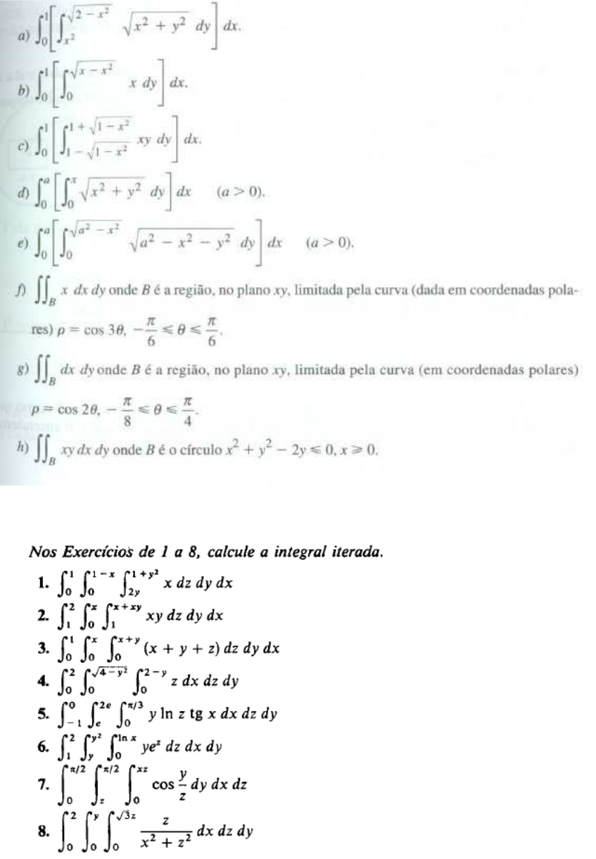 Exercícios Integral Dupla e Tripla - Cálculo Vetorial Exercícios Integral Dupla e Tripla - Cálculo Vetorial