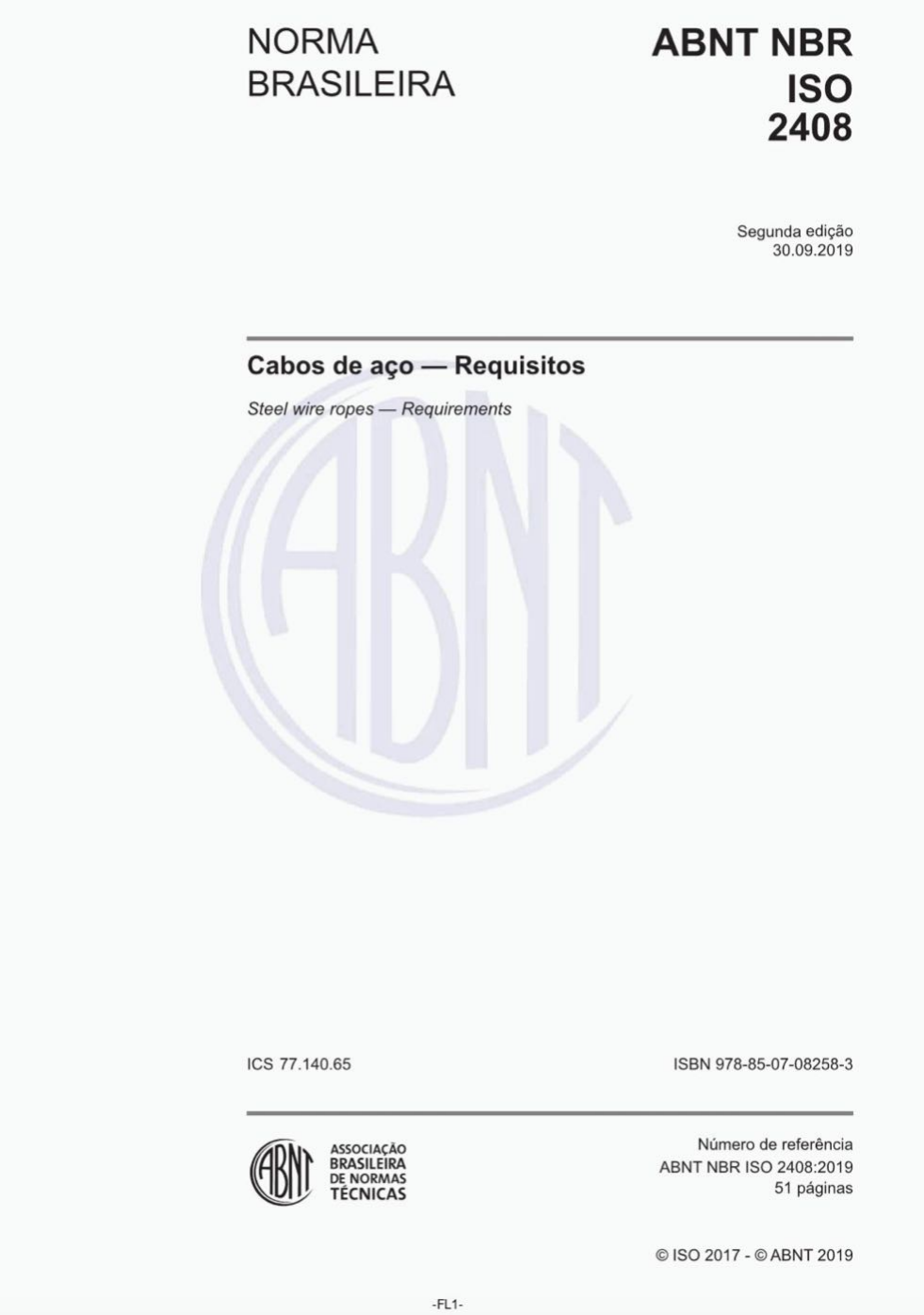 ISO 2408 de 09 2019 - Cabos de aço - Requisitos - Normas