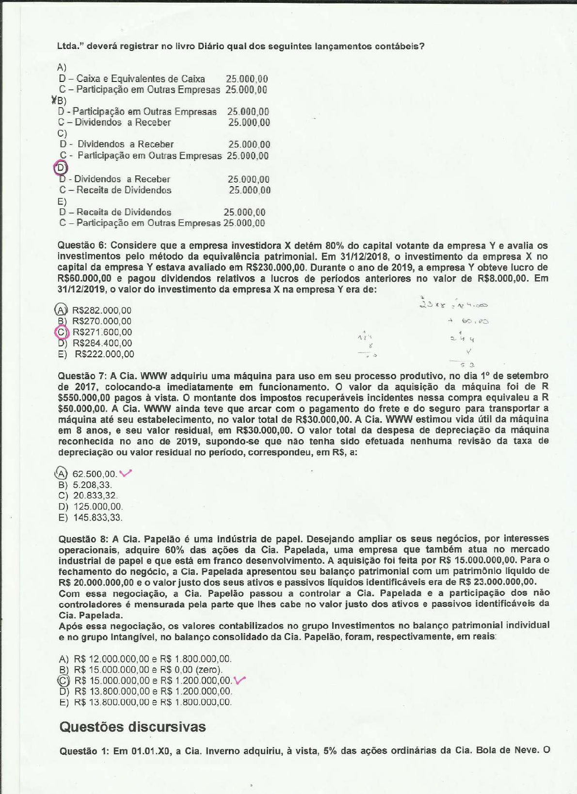 Prova contabilidade Societária Unip 2022 - Contabilidade Societária