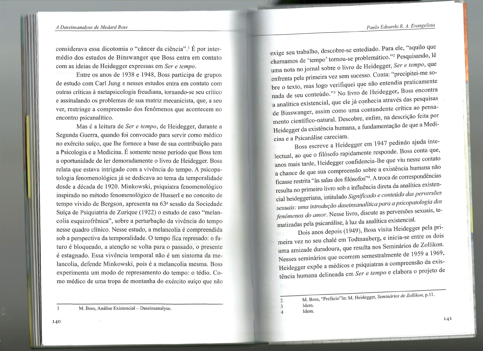 EVANGELISTA, P A Daseinsanalise de Medard Boss - Fenomenologia EVANGELISTA, P A Daseinsanalise de Medard Boss - Fenomenologia