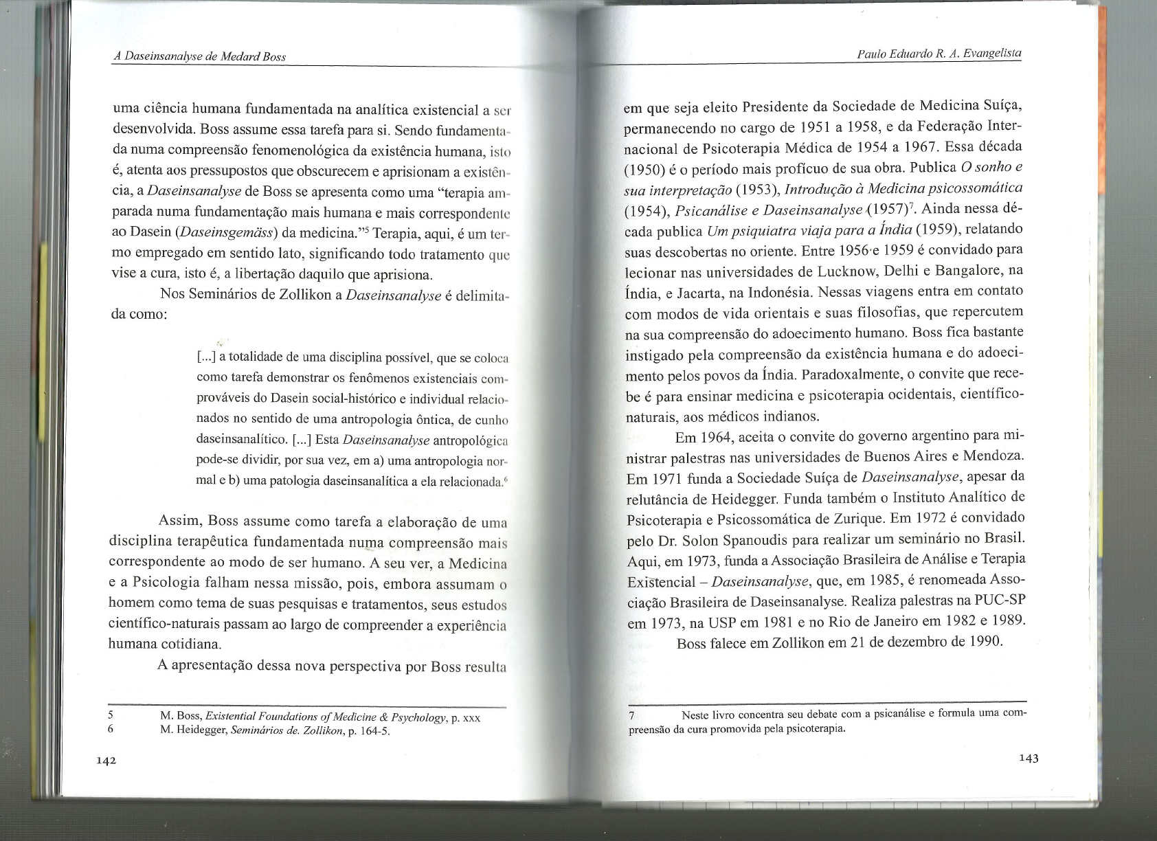 EVANGELISTA, P A Daseinsanalise de Medard Boss - Fenomenologia EVANGELISTA, P A Daseinsanalise de Medard Boss - Fenomenologia