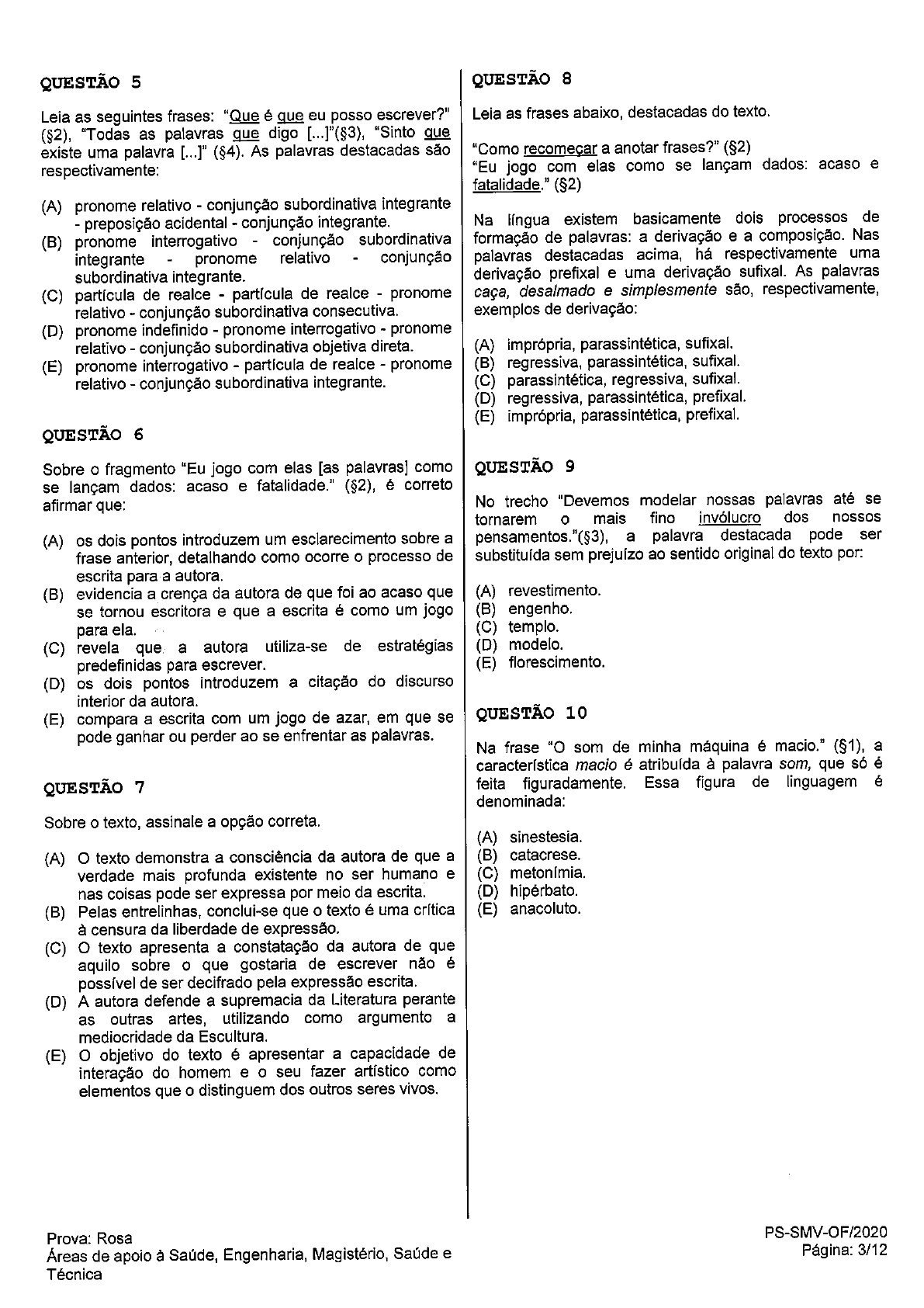 Prova 2020 OFICIAL - Rm2 - Marinha do Brasil