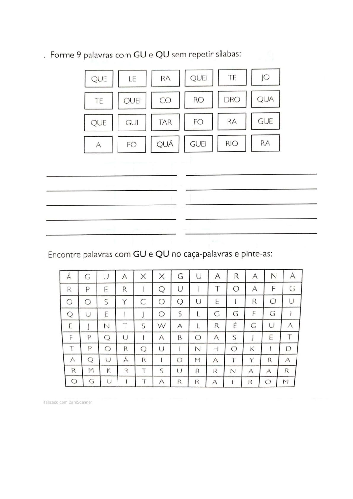 Ortografia: G - GU -QU - Alfabetização
