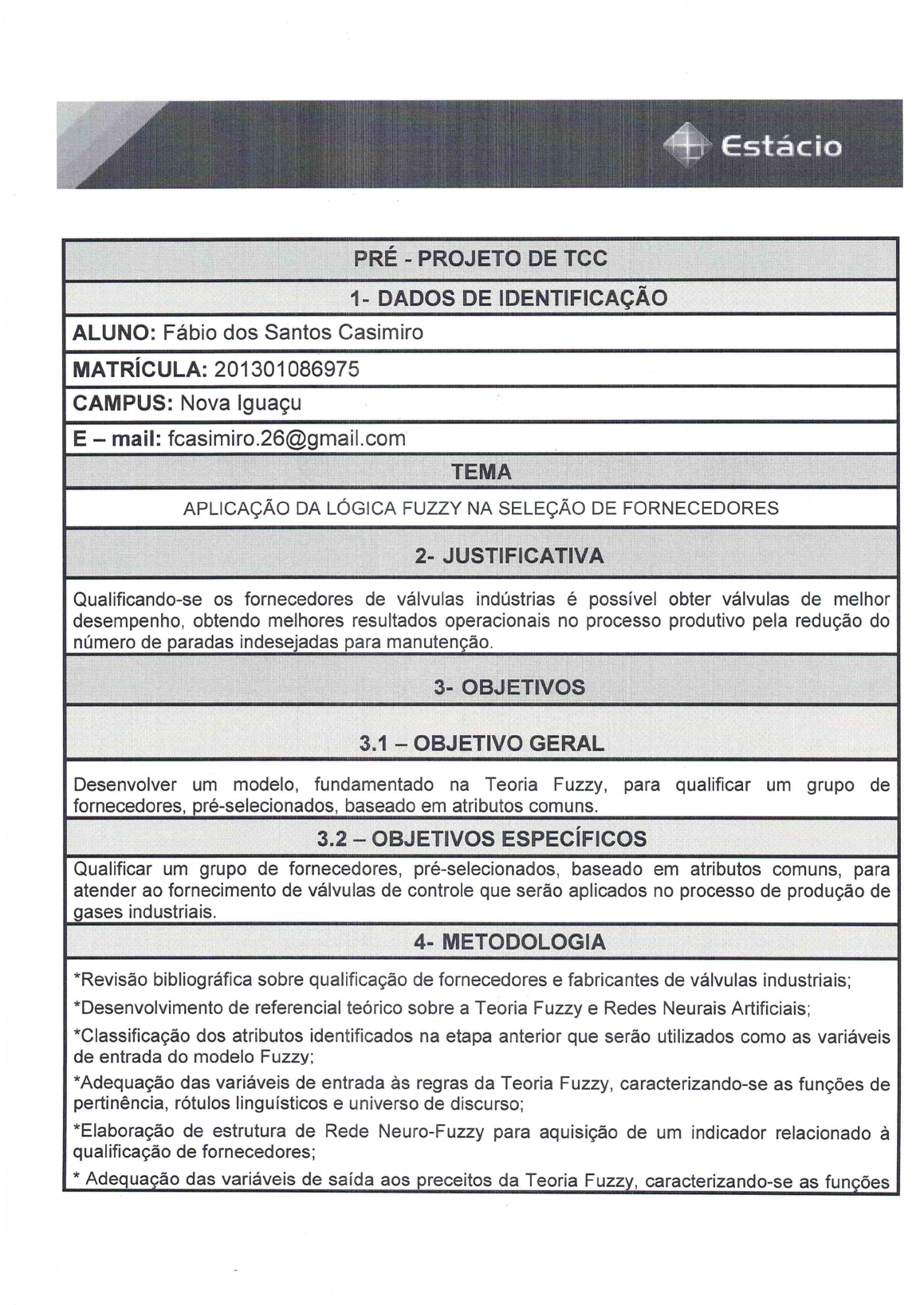 Formulário De Validação Engenharia De Produção 