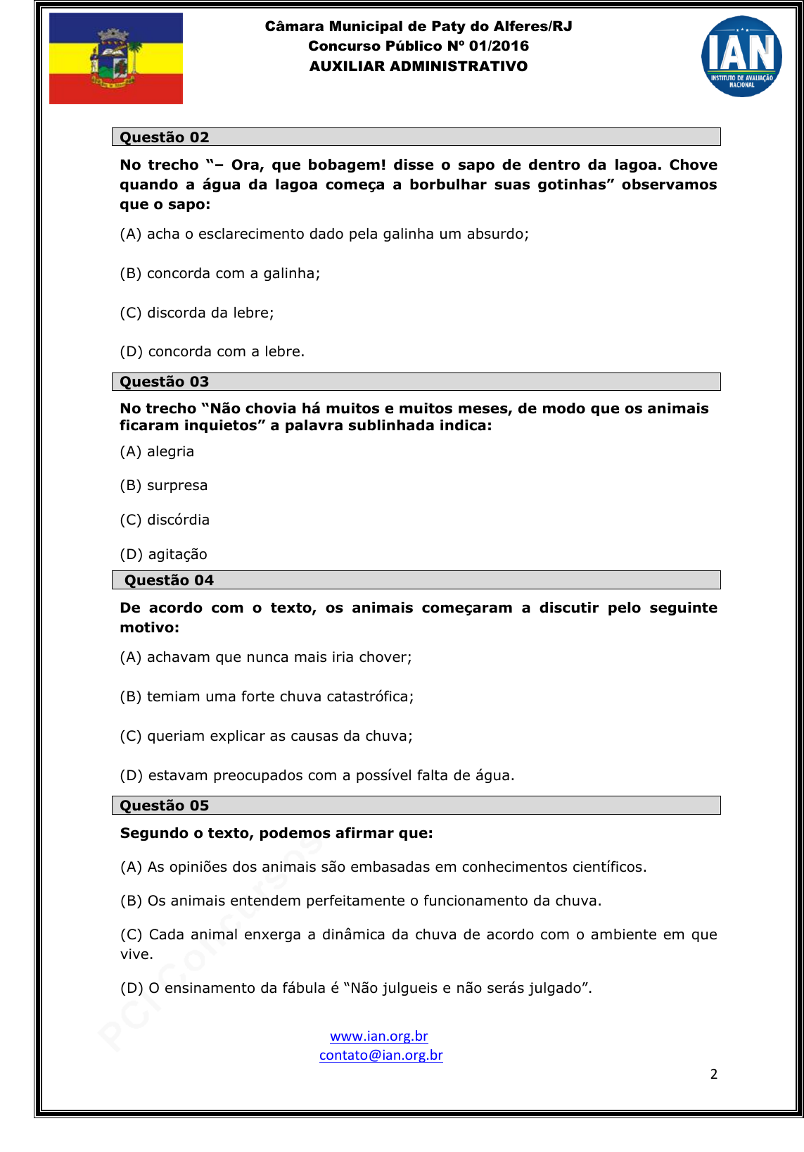 Ian Concurso Provas Anteriores - RETOEDU
