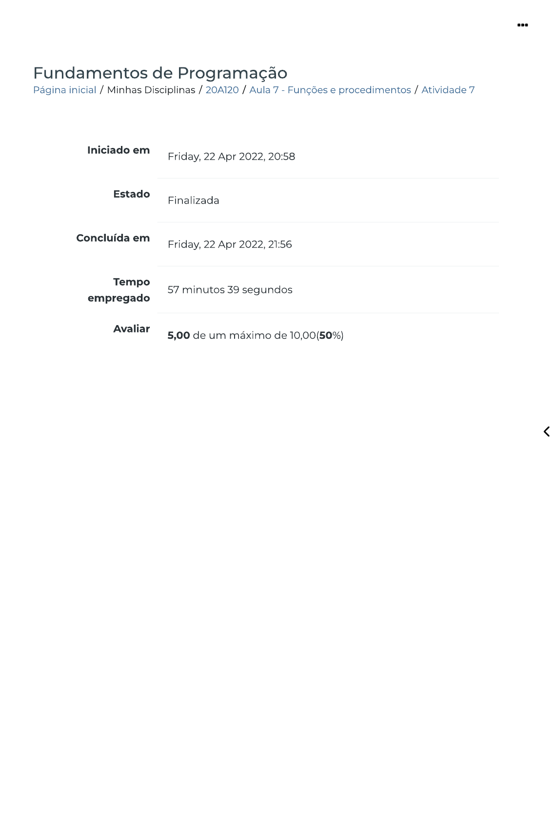 Fundamentos da Programação - Atividade 7 - Fundamentos de Programacao I