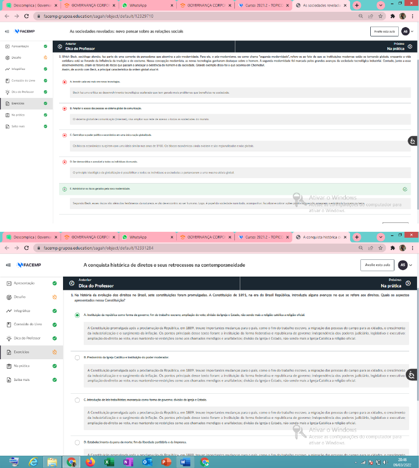 Resposta Topicos EAD 1 unidade - Questões Contemporâneas