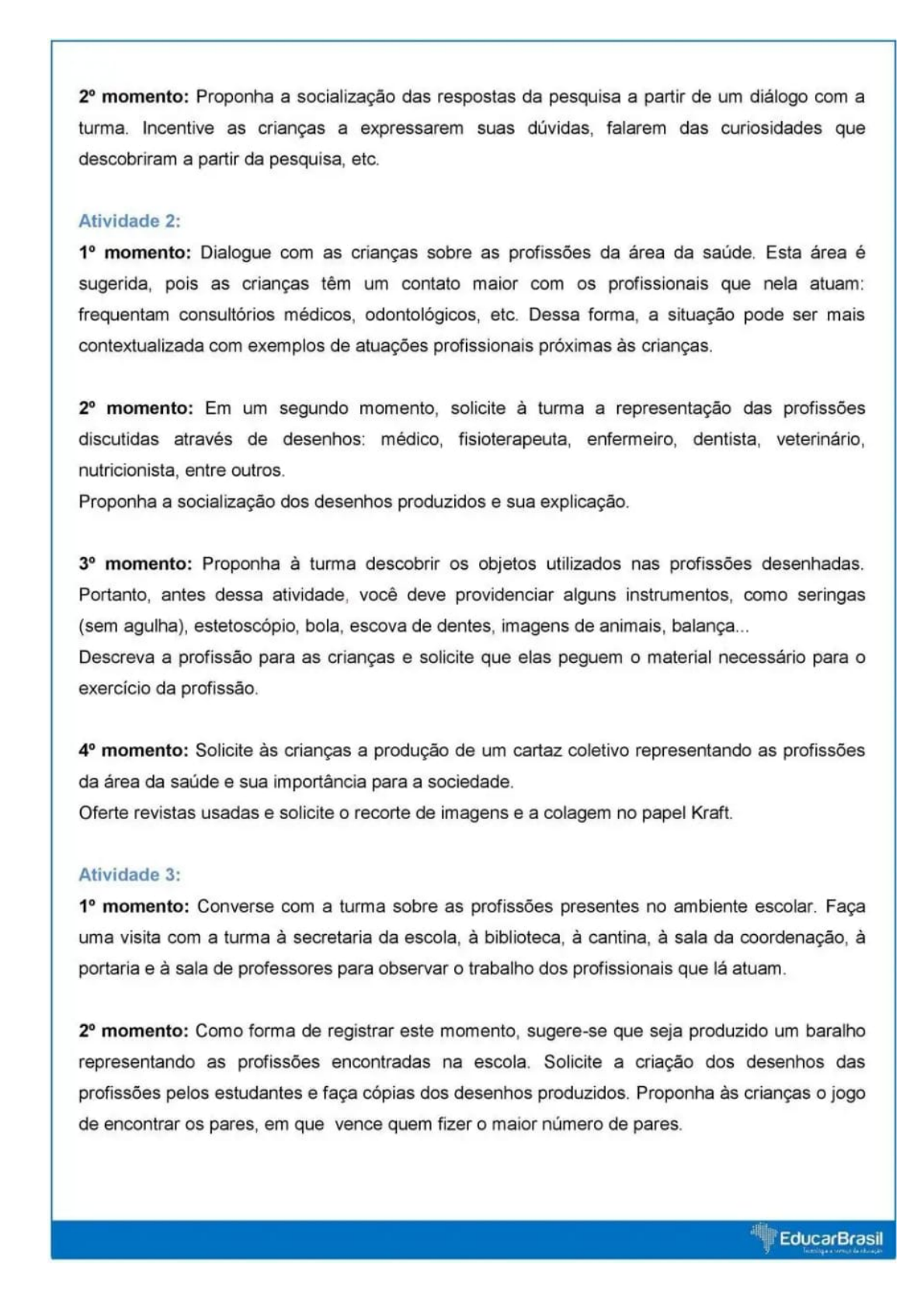 Projeto Profissões Educação Infantil - Orientação e Prática de Projetos ...