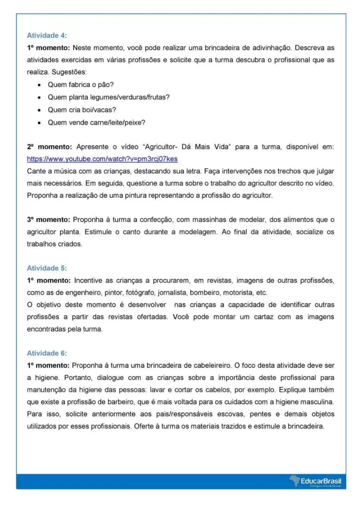 Projeto Profissões Educação Infantil - Orientação e Prática de Projetos ...