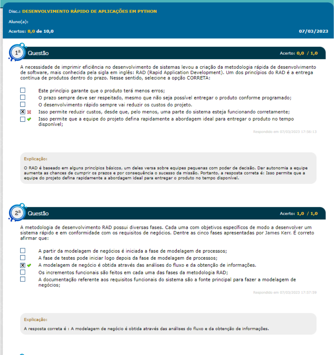 Simulado Estácio Desenvolvimento RÁpido De AplicaÇÕes Em Python 1 Programação Python