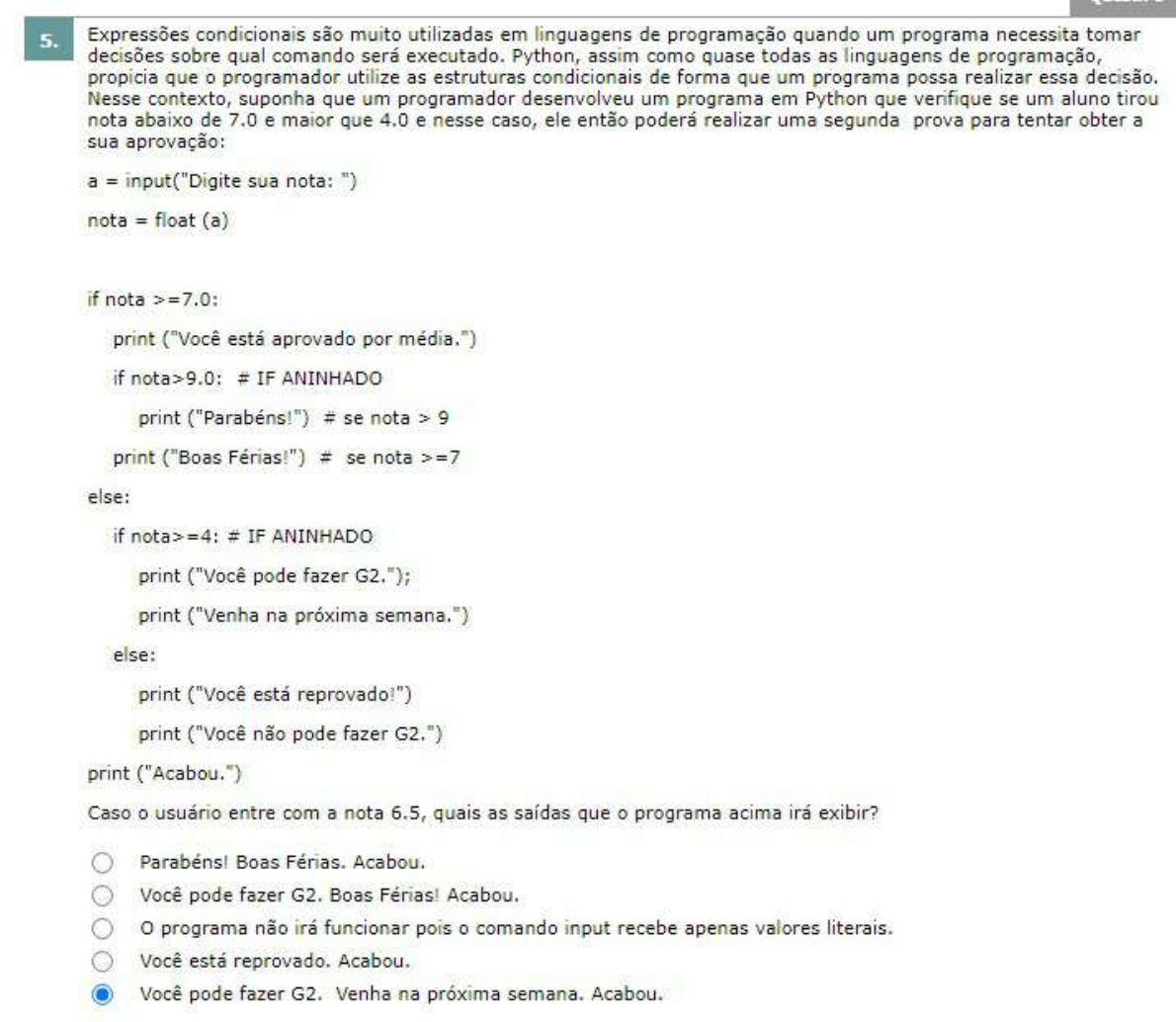 AVA PARADIGMAS DE LINGUAGENS DE PROGRAMAÇÃO EM PYTHON 3 CICLO ...