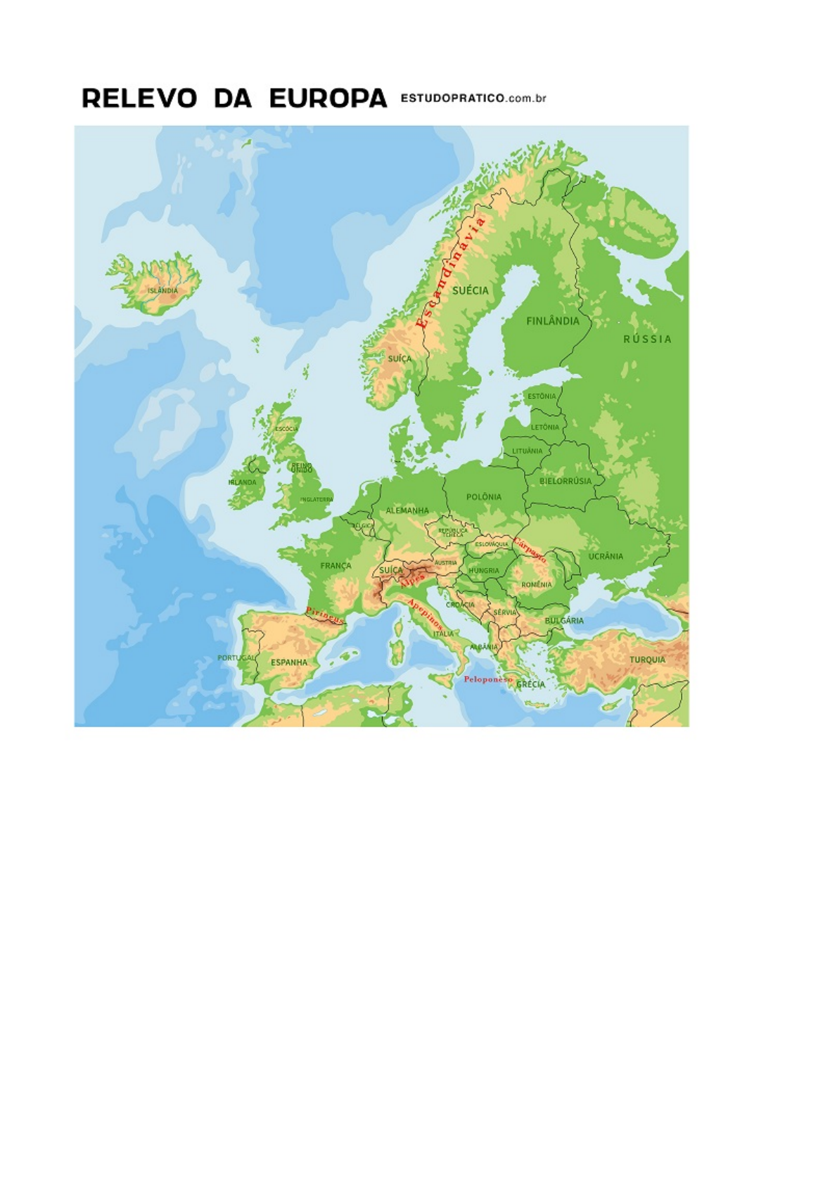 Mapa Fisico Das Ilhas Da Europa