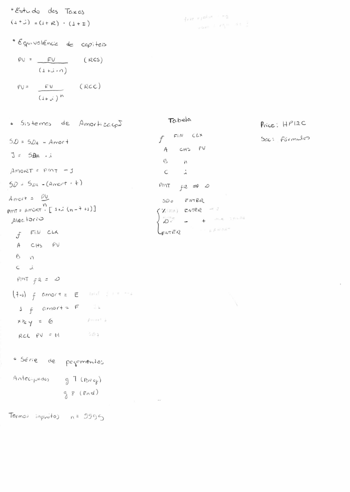 Formulário Matemática Financeira - Matemática Financeira