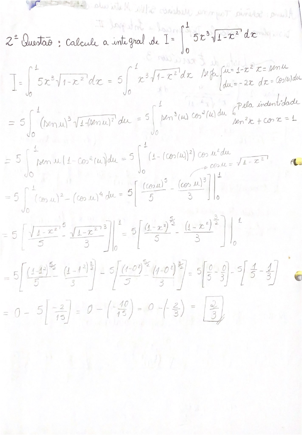 3 Lista de Exercicios resolvidos - Integrais - Cálculo II