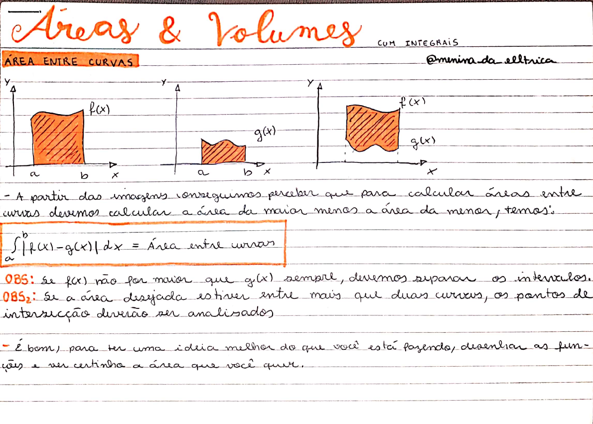 Áreas e Volumes com integrais - Cálculo I
