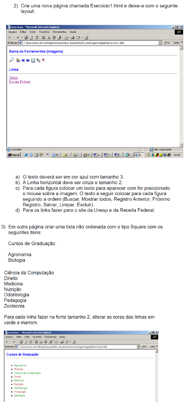 Exercicios HTML - Programação Web