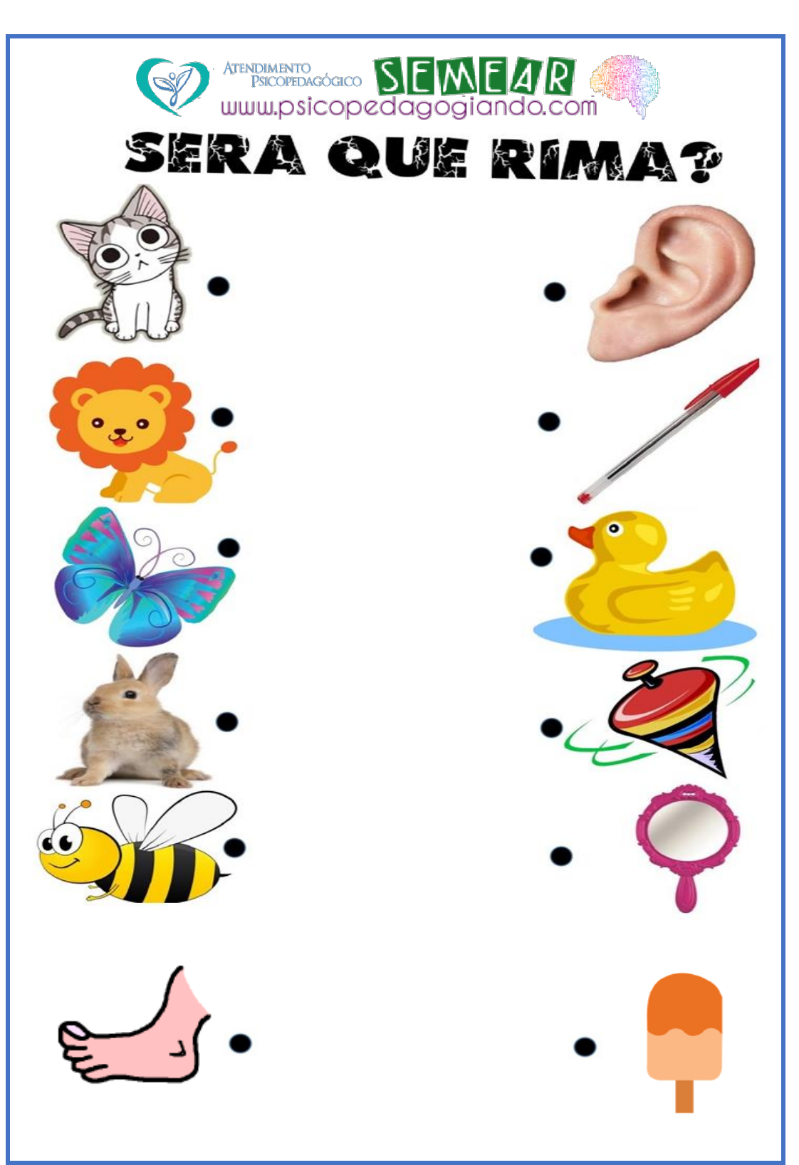 Consciencia Fonologica Sera que Rima ligar Semear - Pedagogia