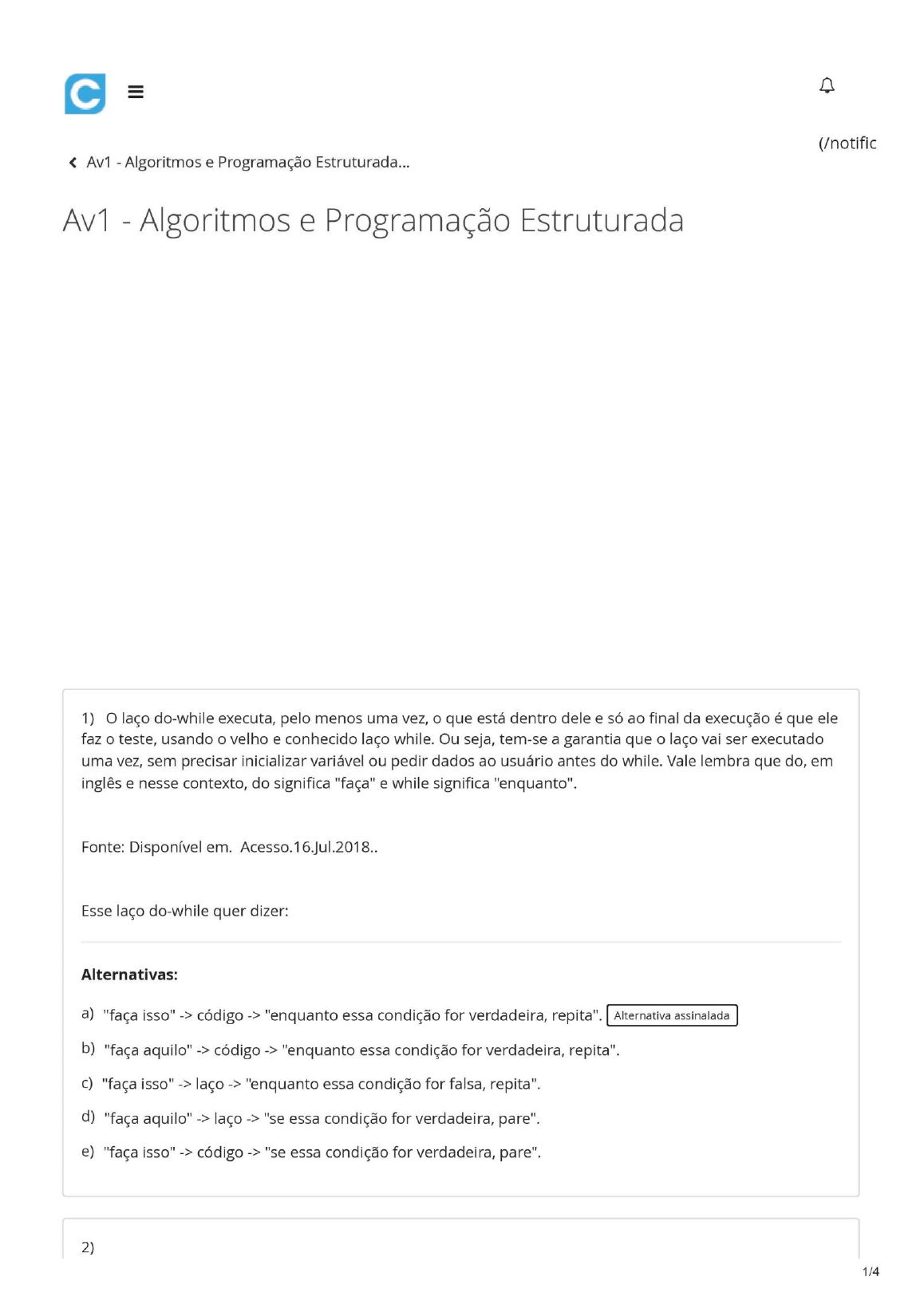 Colaborar - Av1 - Algoritmos e Programação Estruturada[2] - Algoritmo e ...
