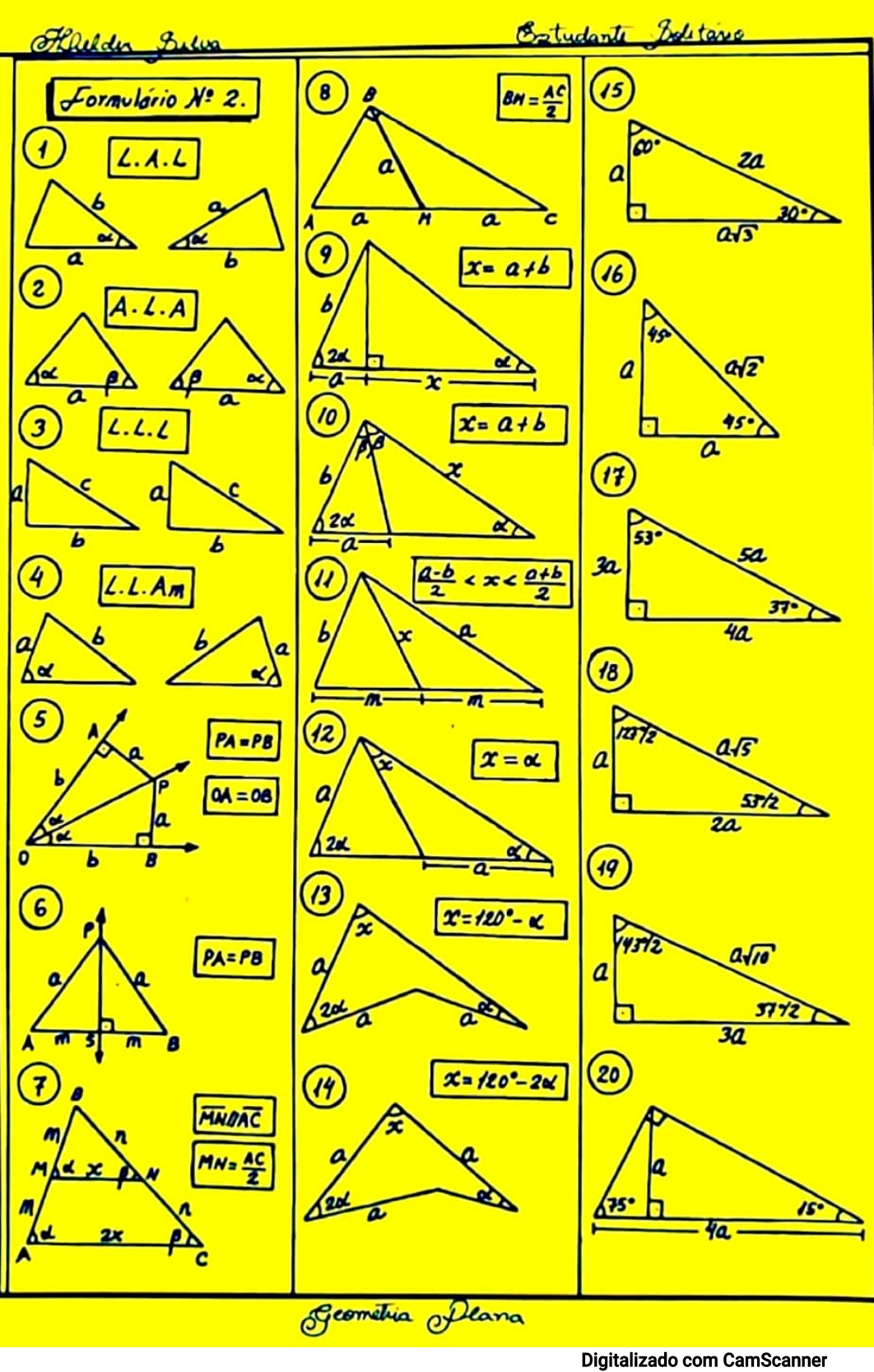 Todas as fórmulas de Geometria - Matemática