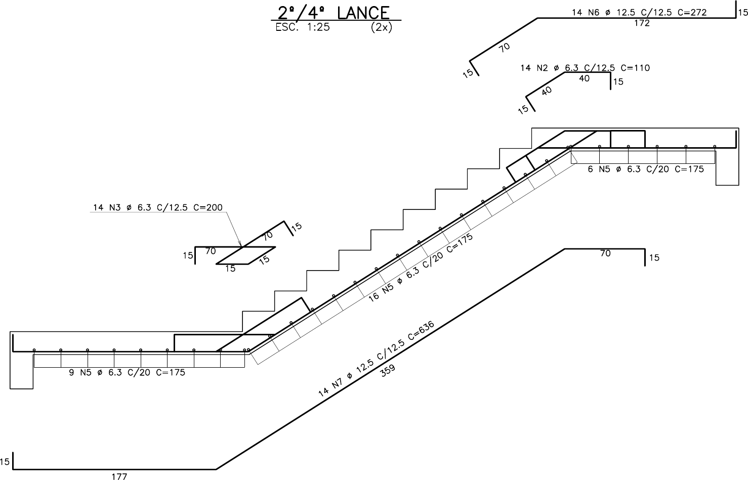 Exemplo de projeto de escada - armadura - Estruturas Concreto 3