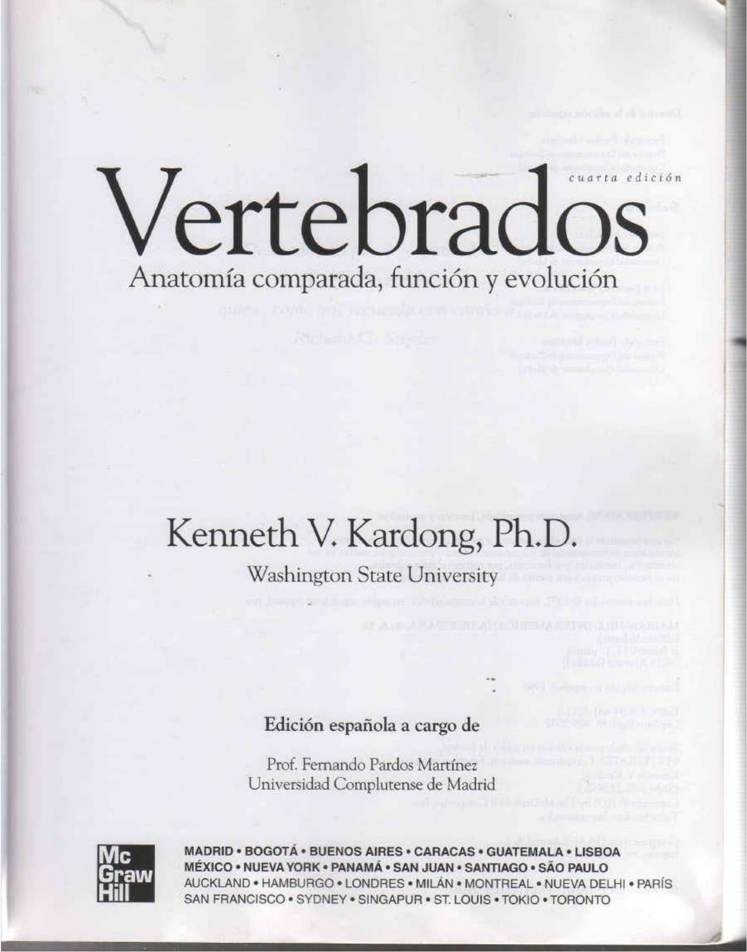 Anatomía Comparada De Los Vertebrados Función Evolución Anatomía