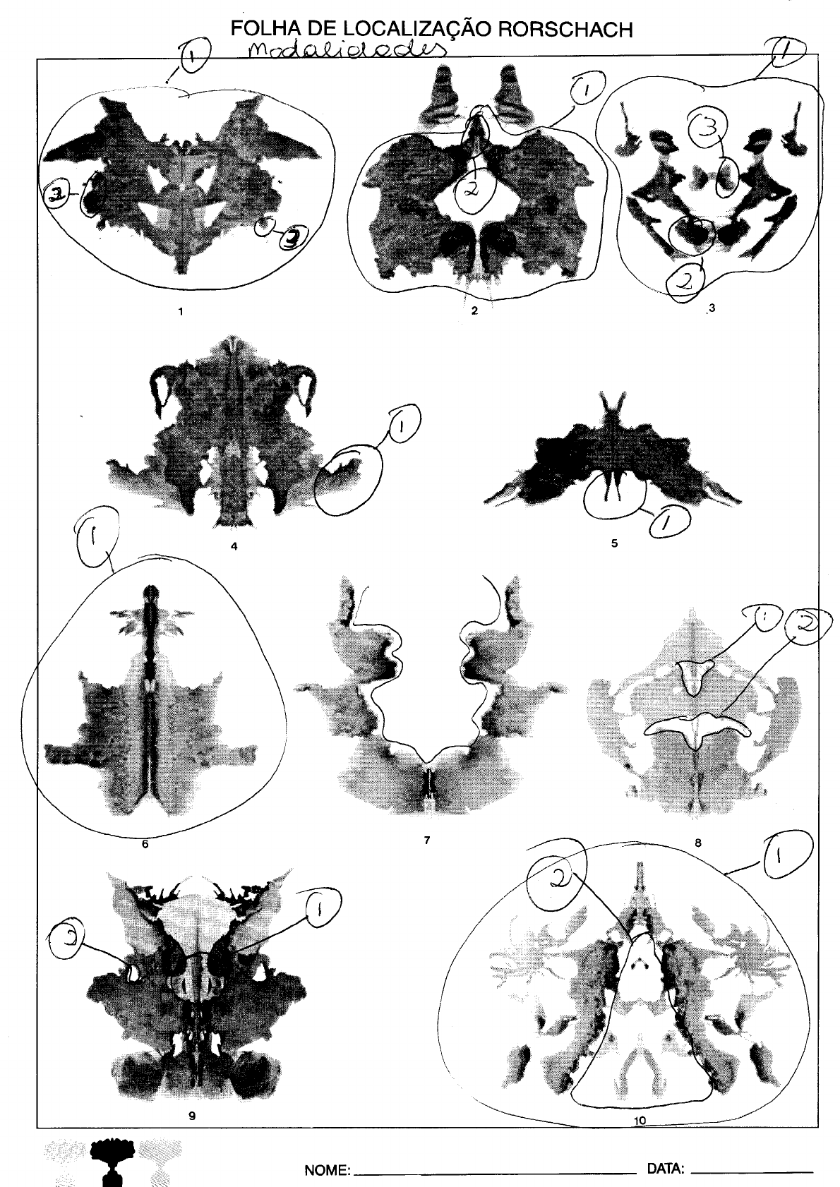Apostila de Exercícios Classificação Metodo de Rorschach - Técnicas de ...