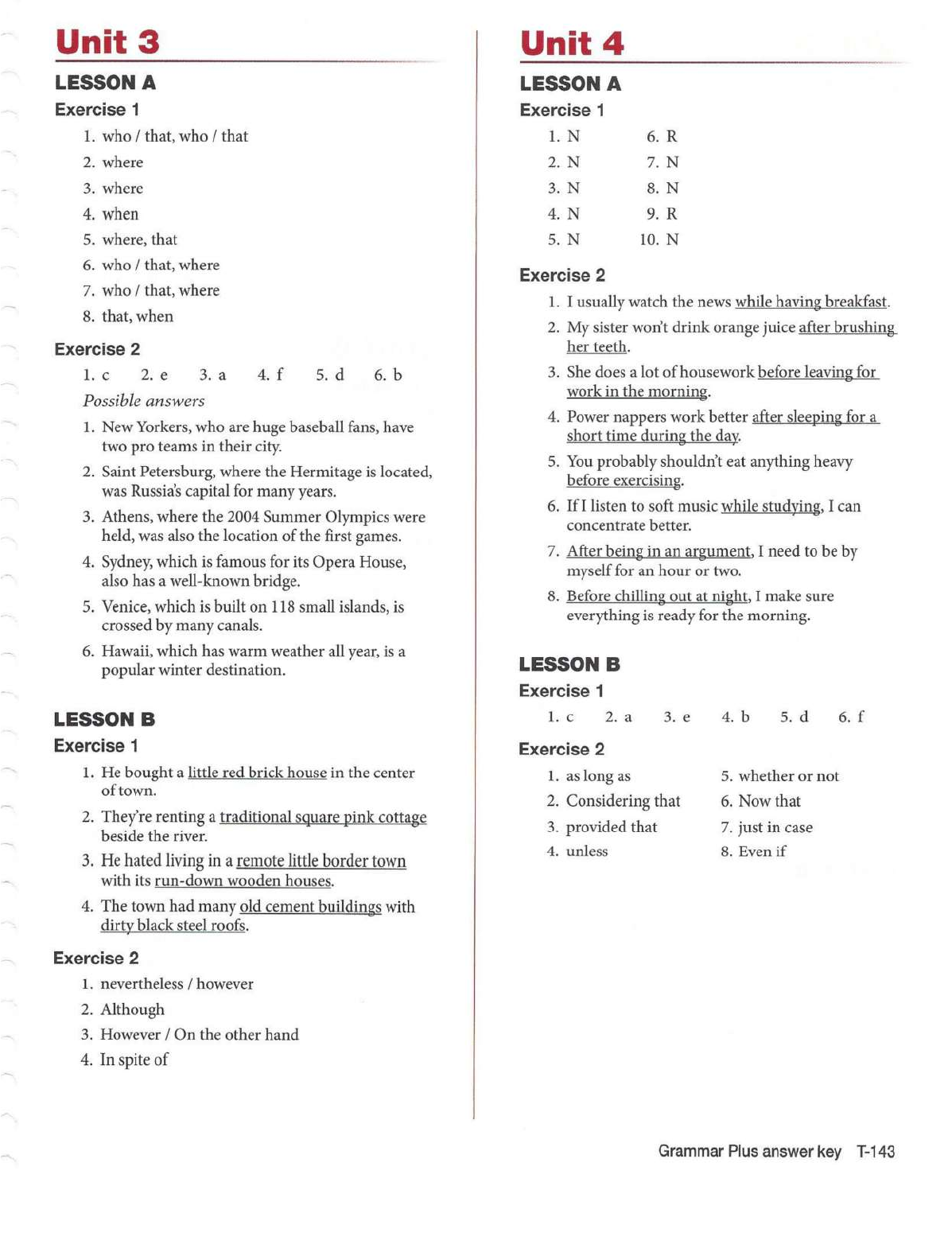 Passages -Level 1 - Grammar Plus and Vocabulary Plus Answer Key - Inglês