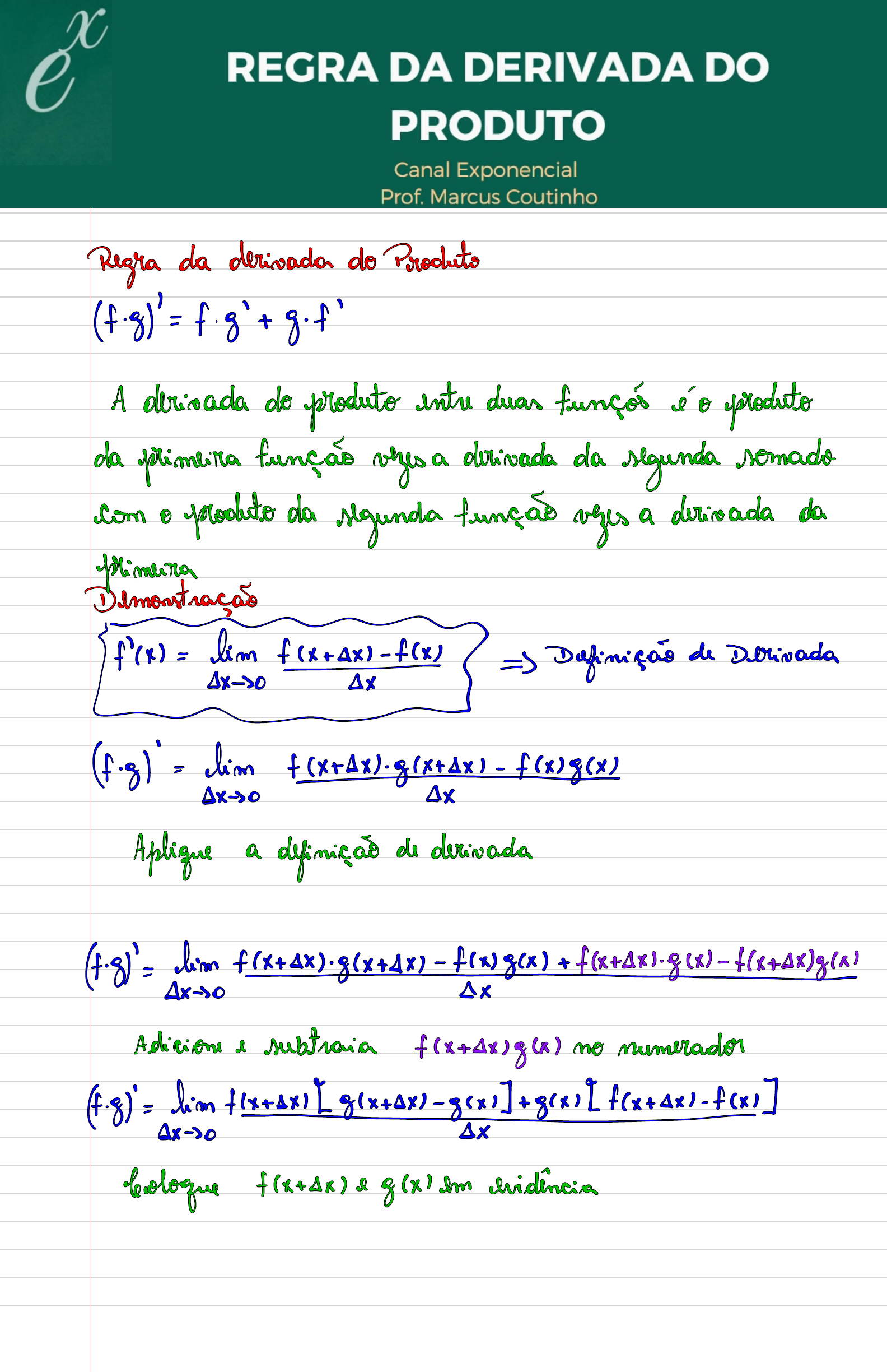 Aula 01 - Cap. 2.4 - Regra da Derivada do Produto - Cálculo I