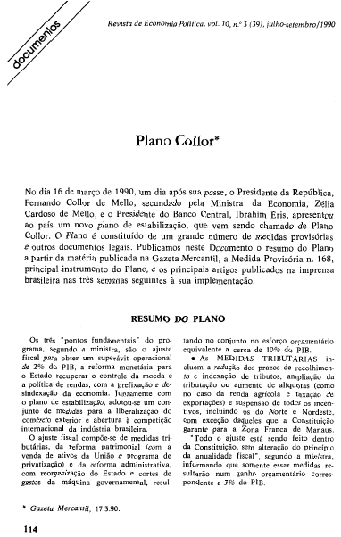 Plano Collor - Fundamentos da Administração Pública