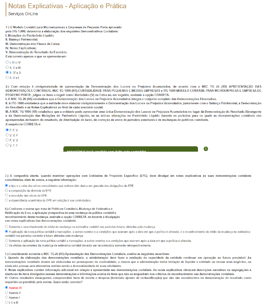 Notas Explicativas - Aplicação e Prática CFC - Contabilidade Geral
