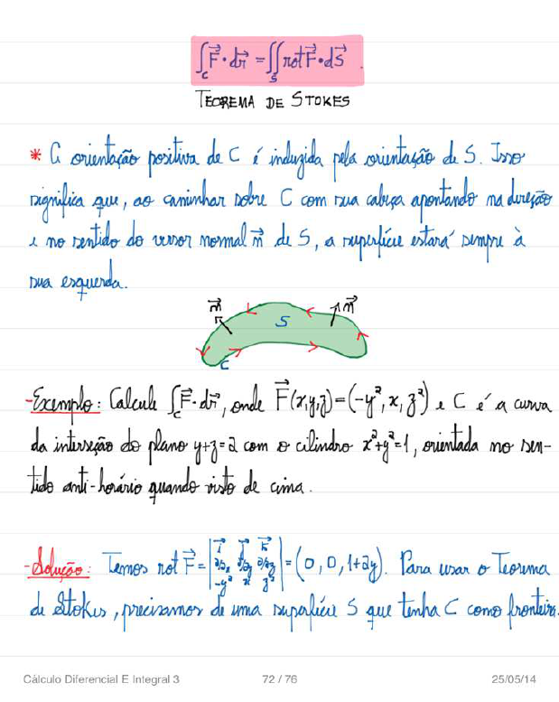 Aula 10 Teorema de Stokes - Cálculo I