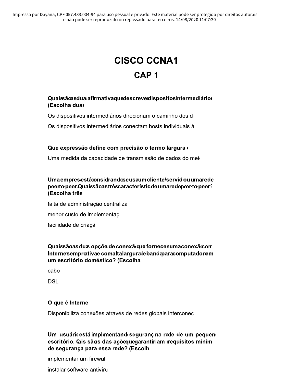 CISCO CCNA1 CAP 1 - Ccna Cisco