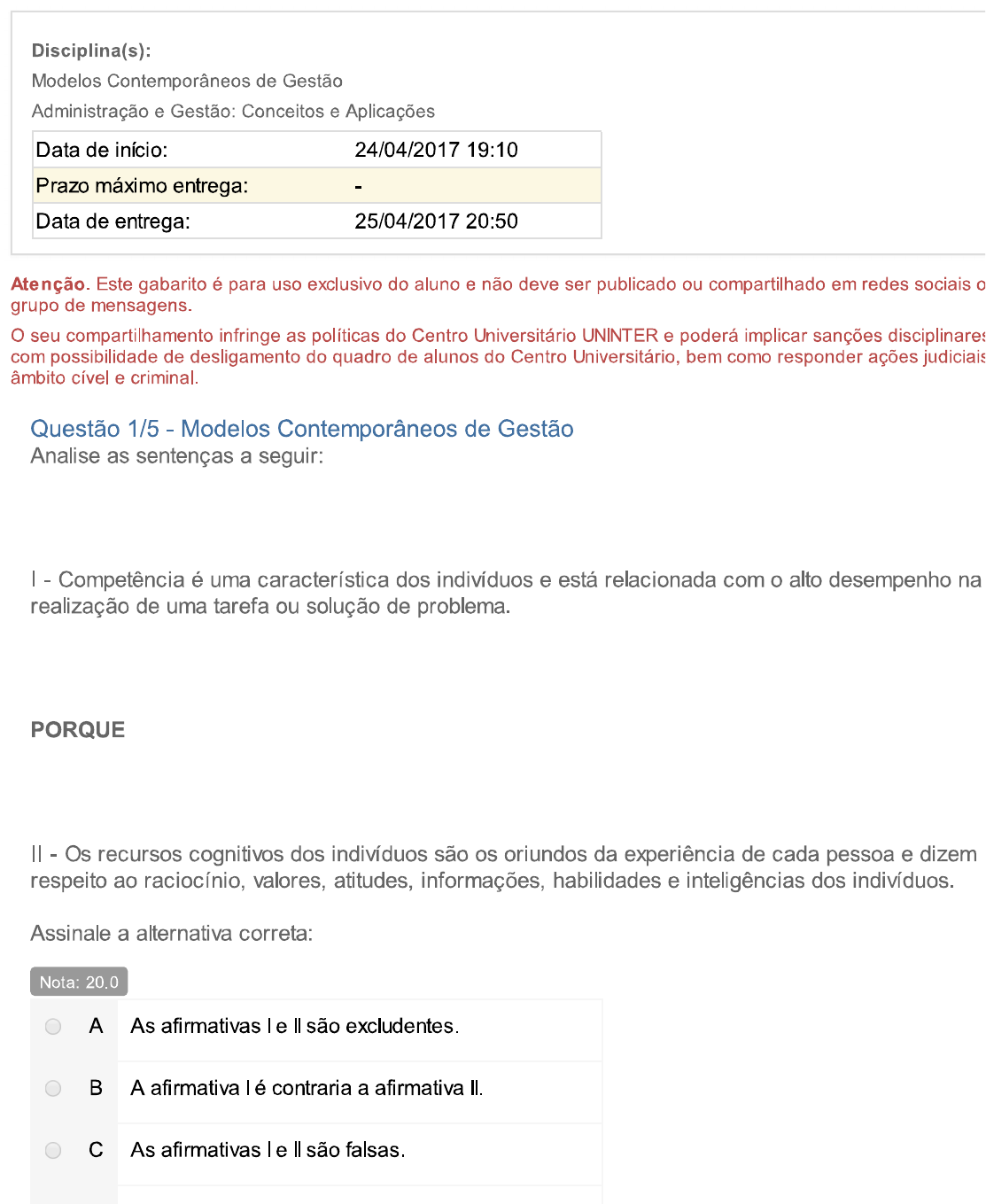 MODELOS CONTEMPORANEOS DE GESTÃO APOL 2 NOTA 100 - Administração MODELOS CONTEMPORANEOS DE GESTÃO APOL 2 NOTA 100 - Administração