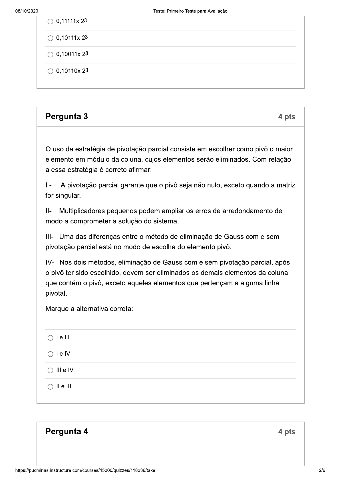 Prova calculo numerico - Cálculo II Prova calculo numerico - Cálculo II